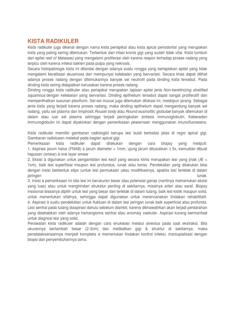 Kista Radikuler | PDF