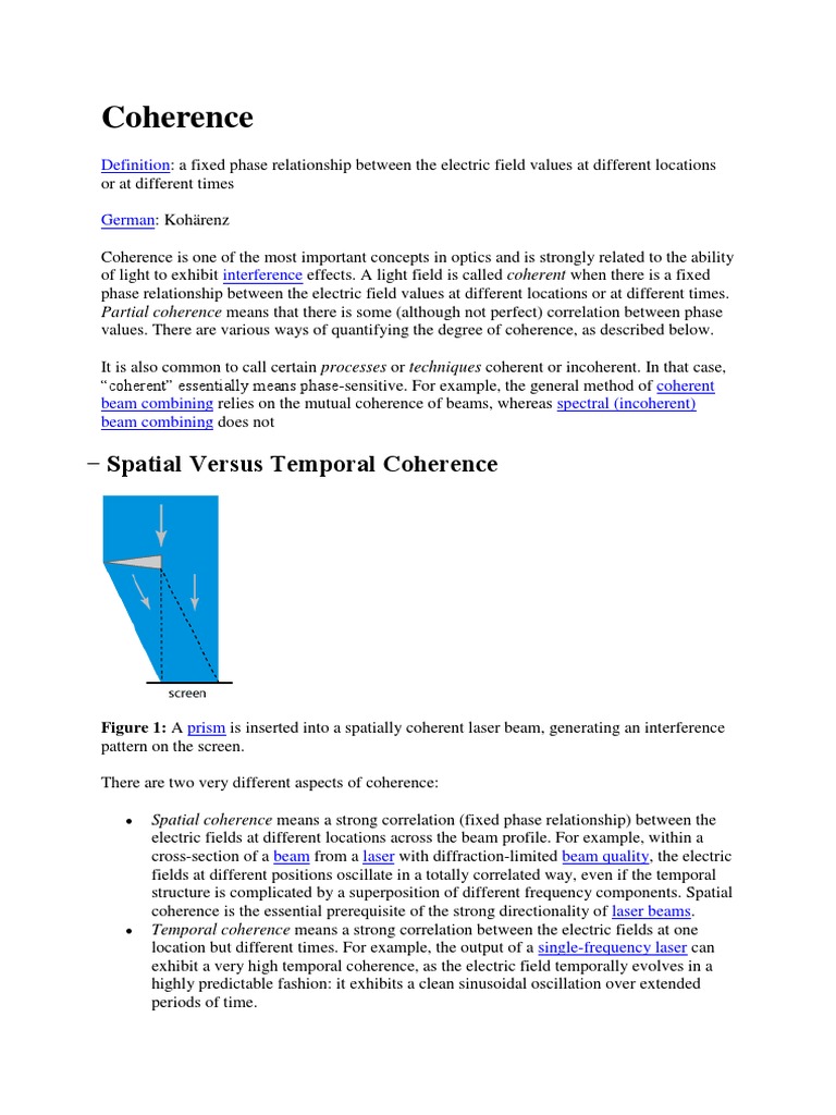 Coherence | PDF | Coherence (Physics) | Laser