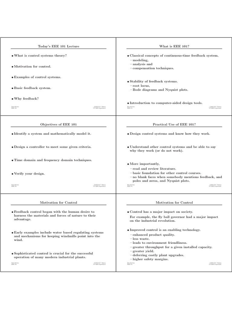 EEE 101: Introduction to Control Systems | PDF | Control Theory ...