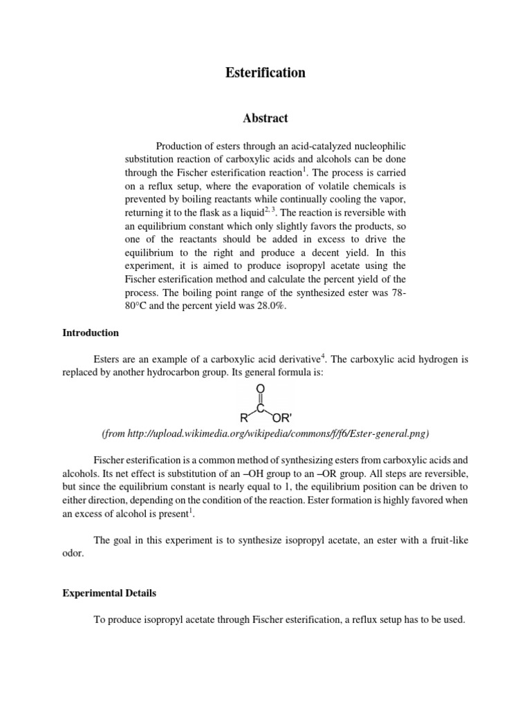 Esterification | PDF | Ester | Distillation