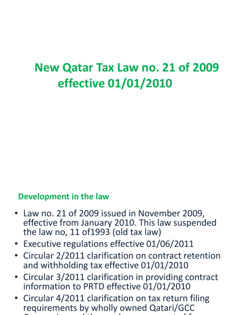 Qatar Tax Law 2009 | Permanent Establishment | Expense