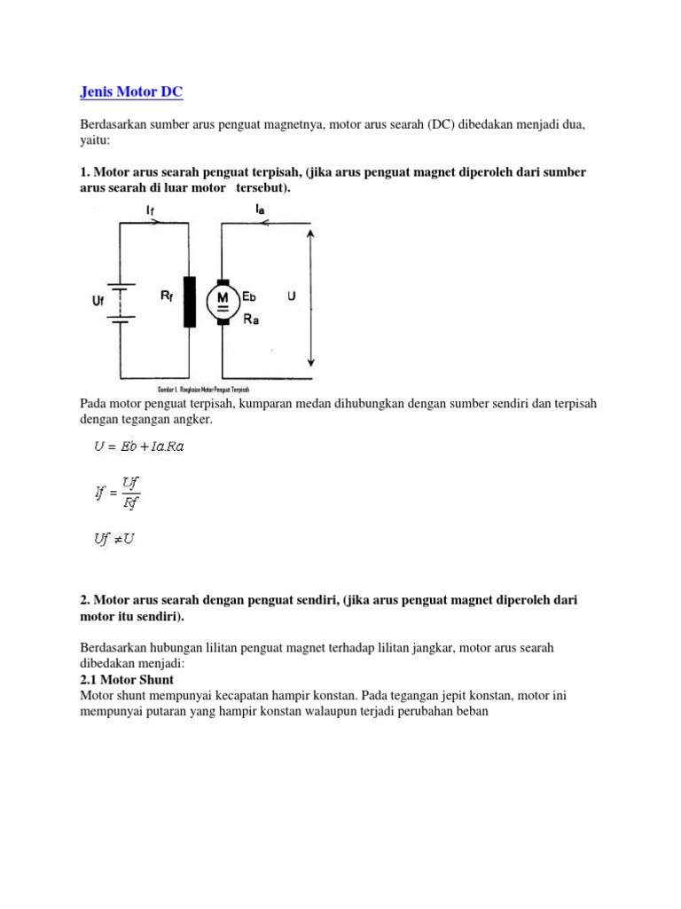 Jenis Motor DC Penguat Terpisah | PDF