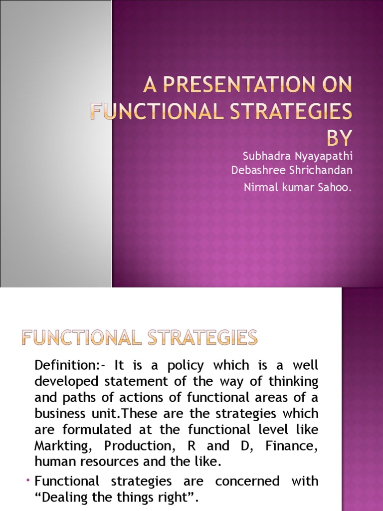Functional Strategies | PDF | Marketing Strategy | Market Segmentation