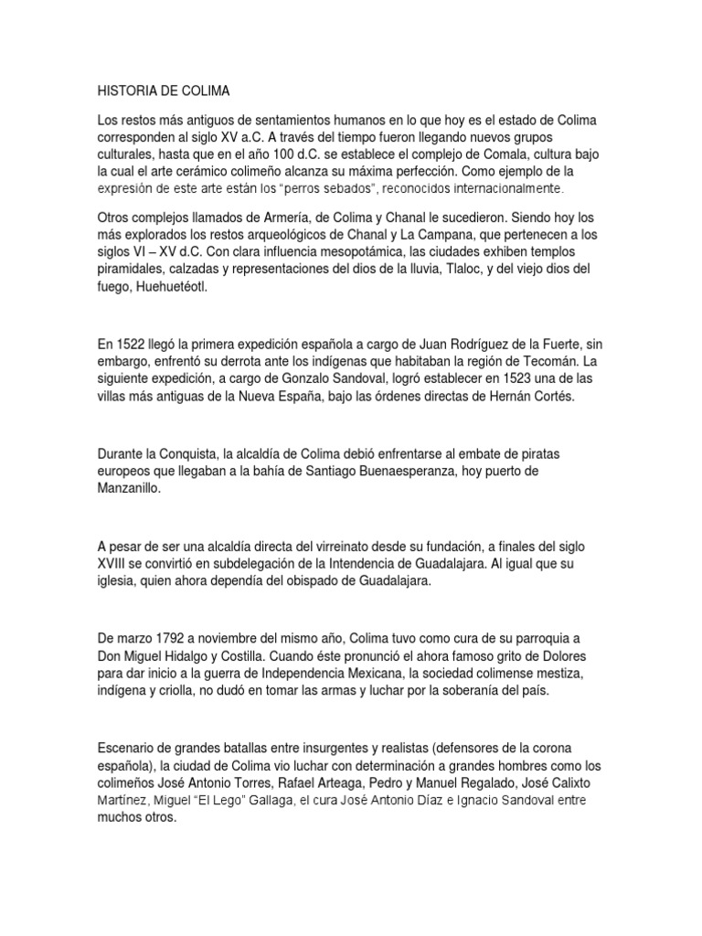 Historia de Colima | PDF | Agitación
