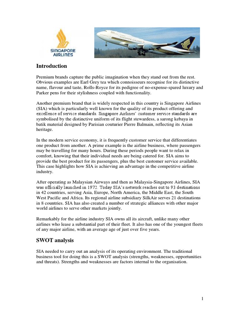 Singapore Airlines Case Study | PDF | Airlines | Aviation