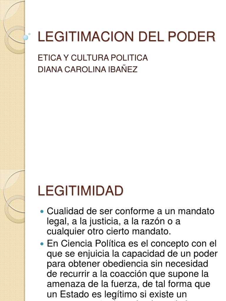 Legitimacion Del Poder | PDF | Ciencias Políticas | Teorías sociológicas