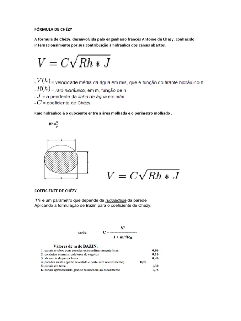 Fórmula de Chézy | Mecânica dos Fluidos | Trajetória