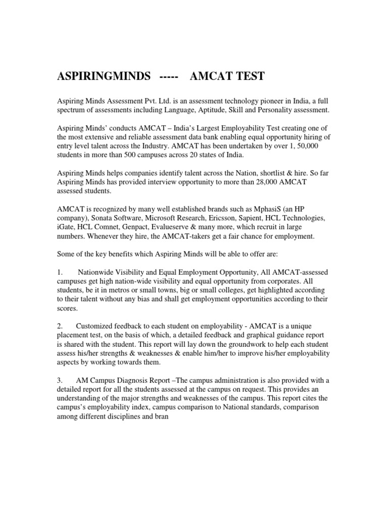 Aspiringminds - Amcat Test | PDF | Business