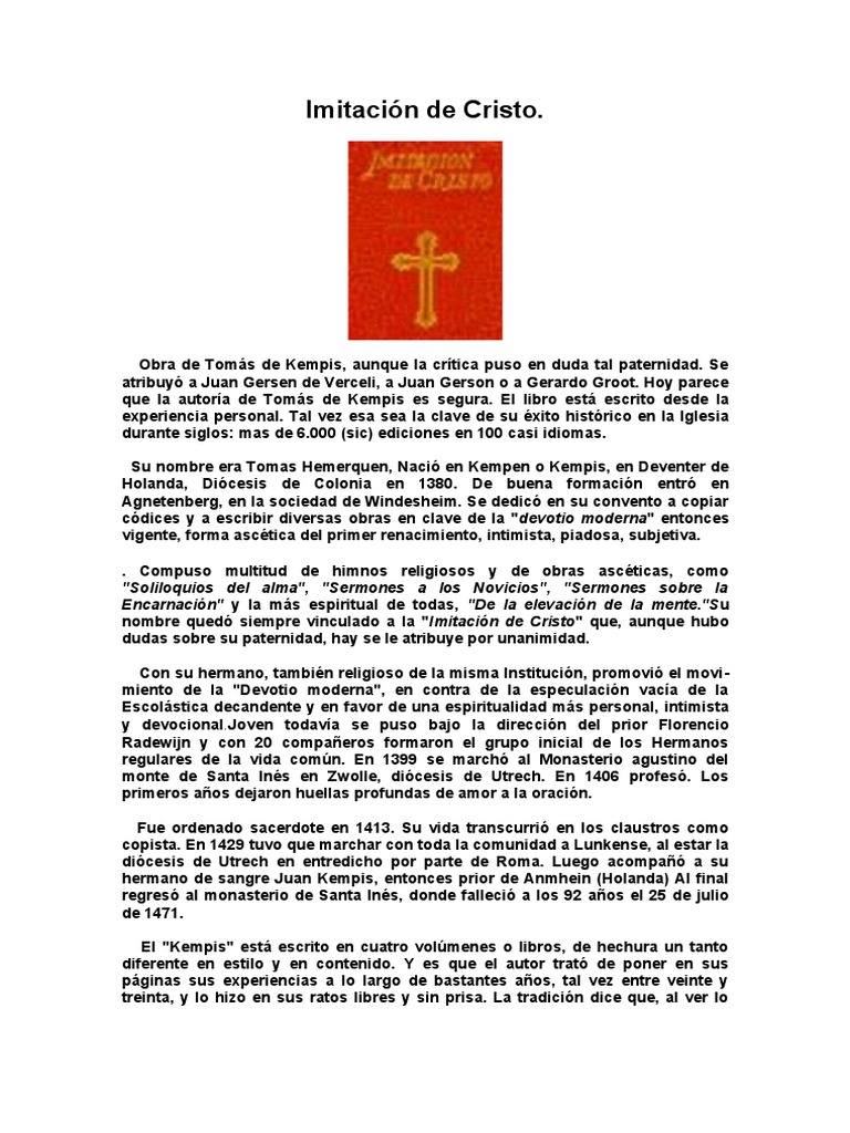 5218 Imitación de Cristo | PDF | eucaristía | Cristo (título)