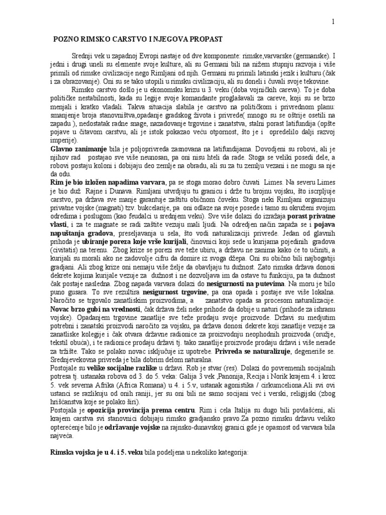 Opsta Istorija Ranog Srednjeg Veka - Skripta | PDF