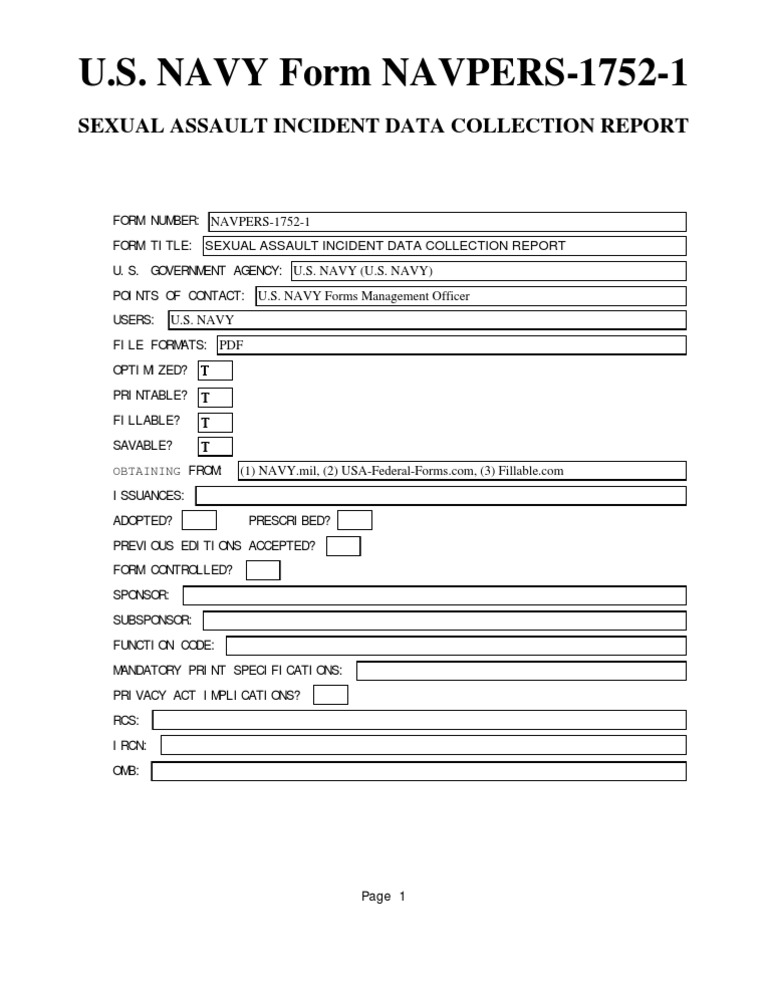 Us Navy Form Navpers 1752 1 | PDF
