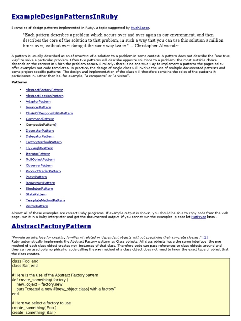 Design Patterns in Ruby | PDF | Class (Computer Programming) | Method (Computer Programming)