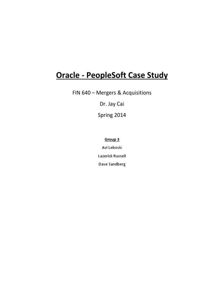 Oracle-PeopleSoft Case | PDF | Mergers And Acquisitions | Oracle ...