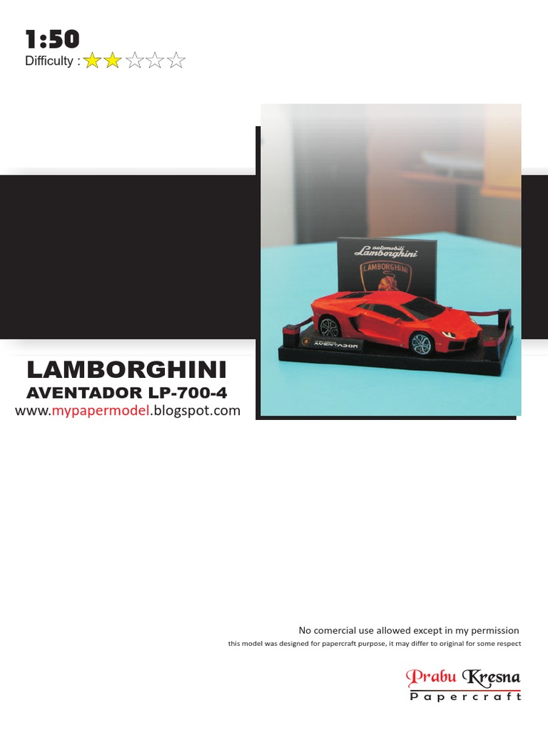Lamborghini Aventador Svj Papercraft Template