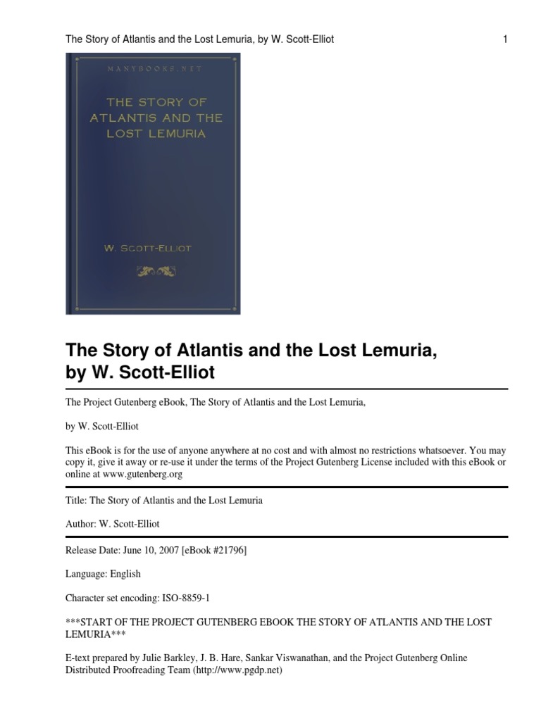 William Scott-Elliot - The Story of Atlantis & The Lost Lemuria | PDF ...