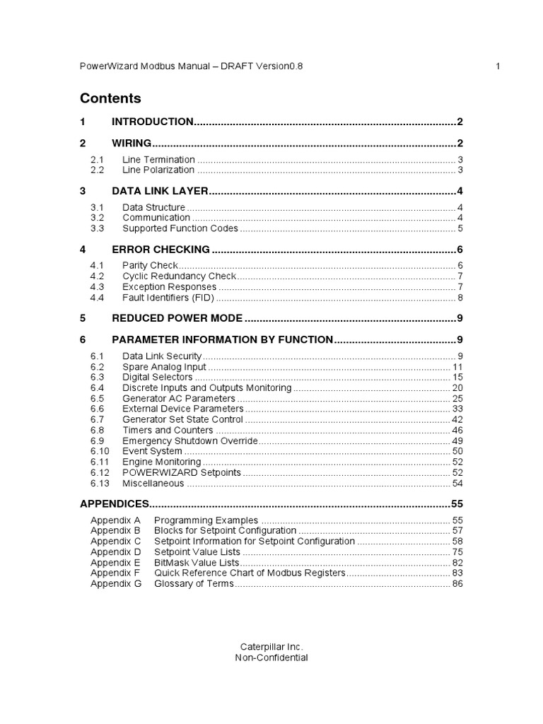 PowerWizard MODBUS Manual v0 - 8 2005-Jun-29 | PDF | Error Detection And Correction | Bit