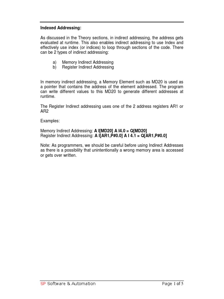 Exercise 7 Indirect Addressing Pdf Pdf Pointer Computer Programming Automation 