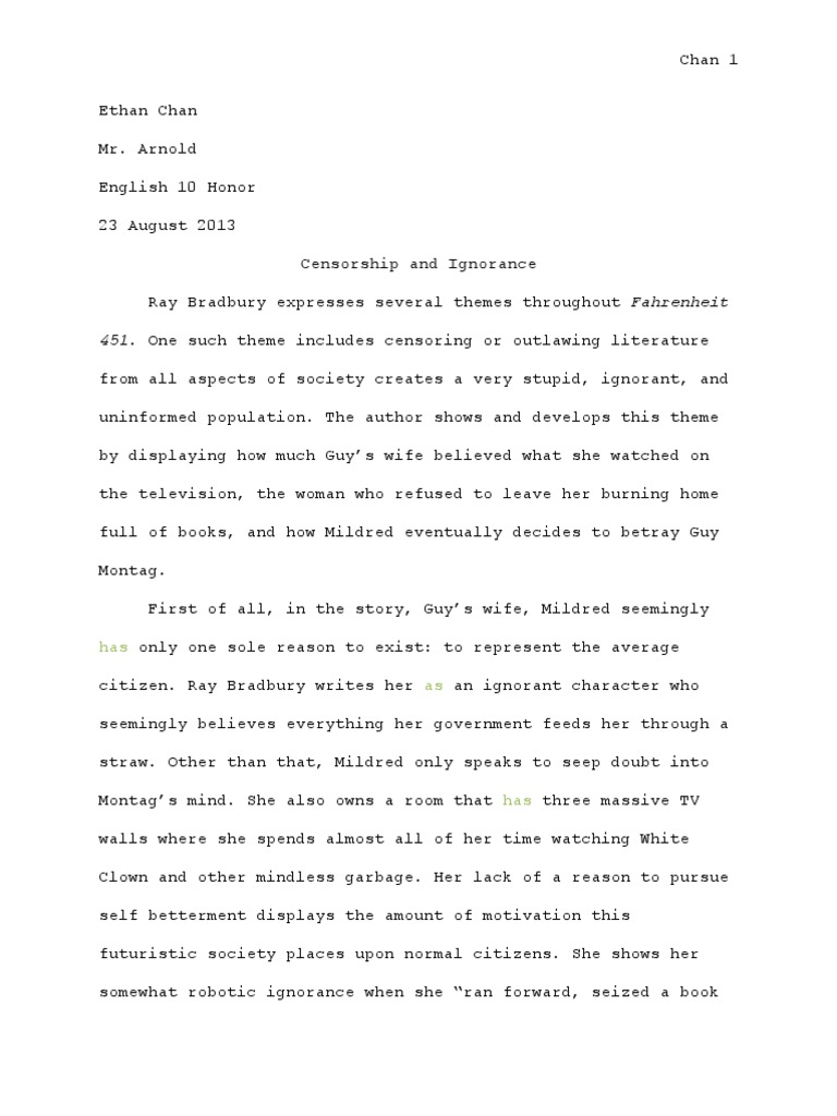 Censorship and Ignorance (Fahrenheit 451) H Eng | PDF
