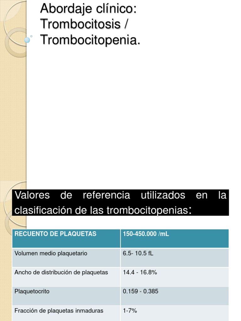 Trombositosis y Trombocitopenia | PDF | Leucocito | Inmunología