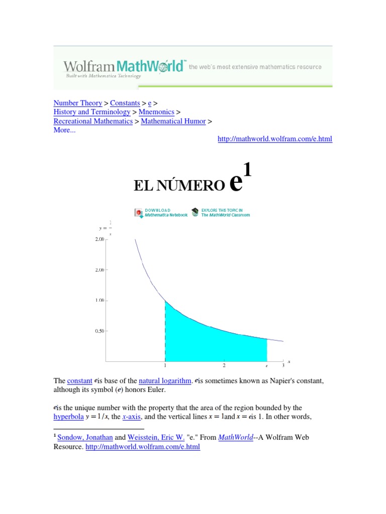EL NUMERO e | PDF | Exponentiation | Mathematical Concepts