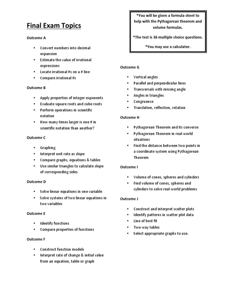 Math Final Exam Topics Guide | PDF | Technology & Engineering