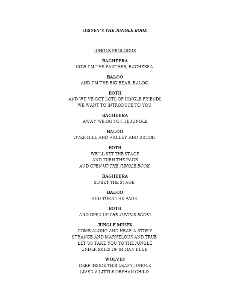 Jungle Book Script | PDF | Baloo | Bagheera