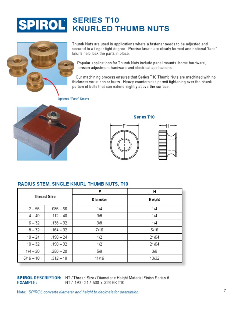 Series T10 Knurled Thumb Nuts: Optional "Face" Knurls | PDF | Nut ...