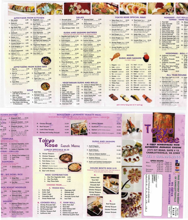 Tokyo Rose Menu | PDF | Sushi | Foods