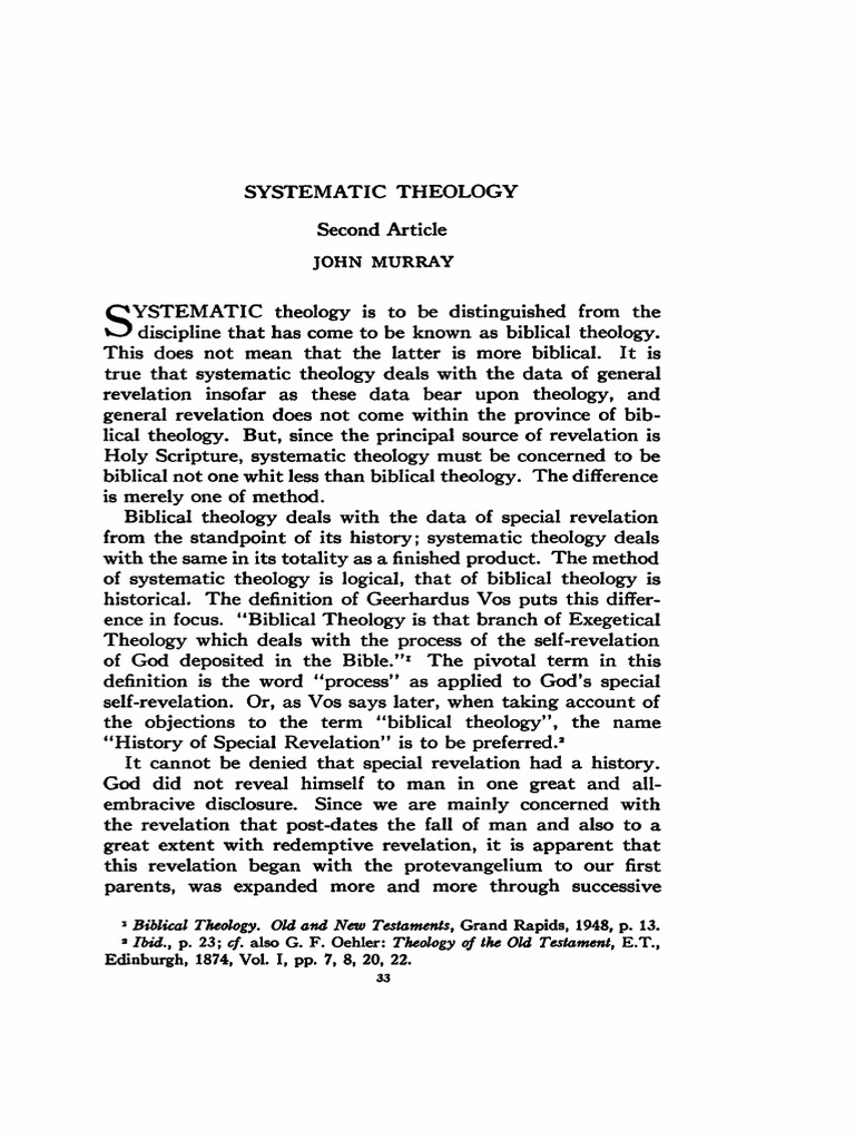 Murray, Systematic Theology | PDF | Covenant Theology | Revelation