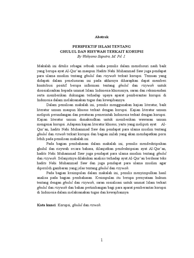 Ghulul, Risywah Dan Korupsi | PDF