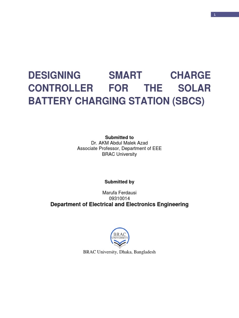 Designing Smart Charge Controller | PDF | Battery Charger | Photovoltaics