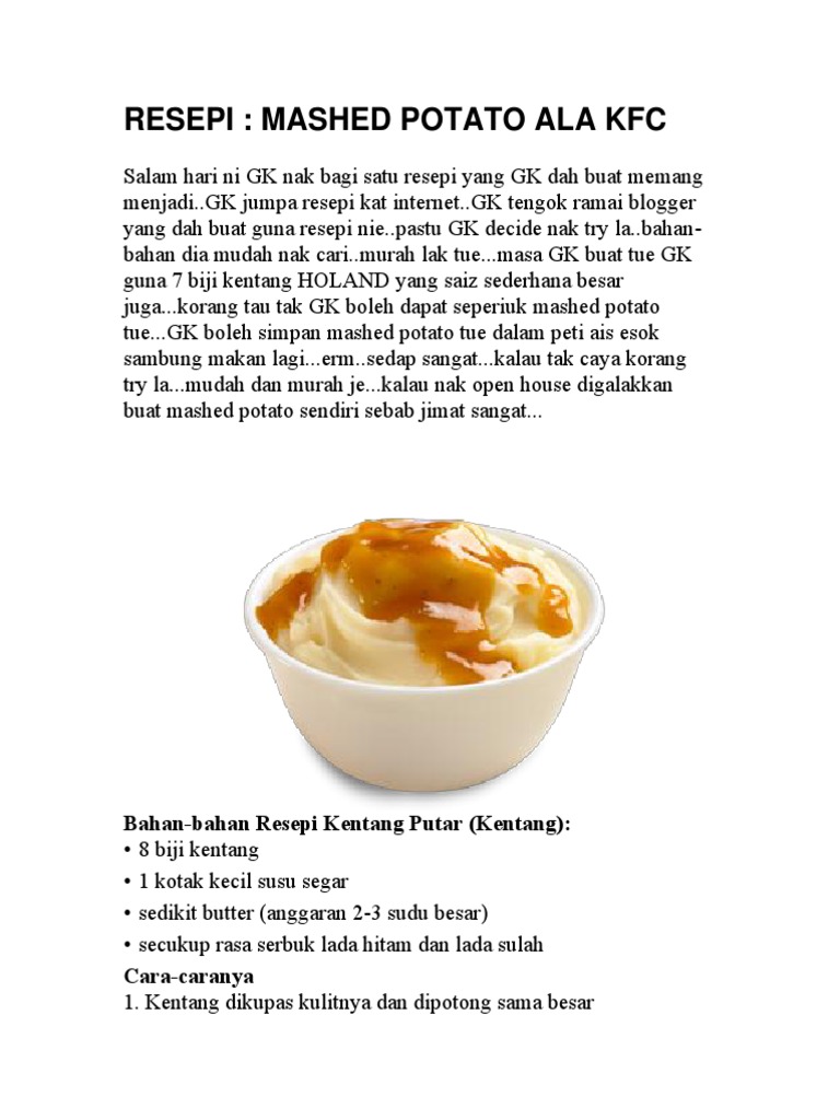 Resepi mashed potato store