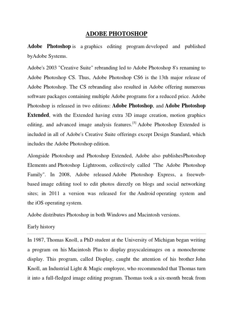 Overview of Adobe Photoshop Features | PDF | Computers | Technology ...