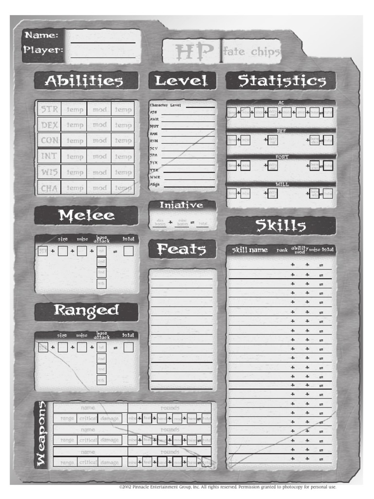 Deadlands: Lost Colony d20 Character Sheet | PDF | Computers
