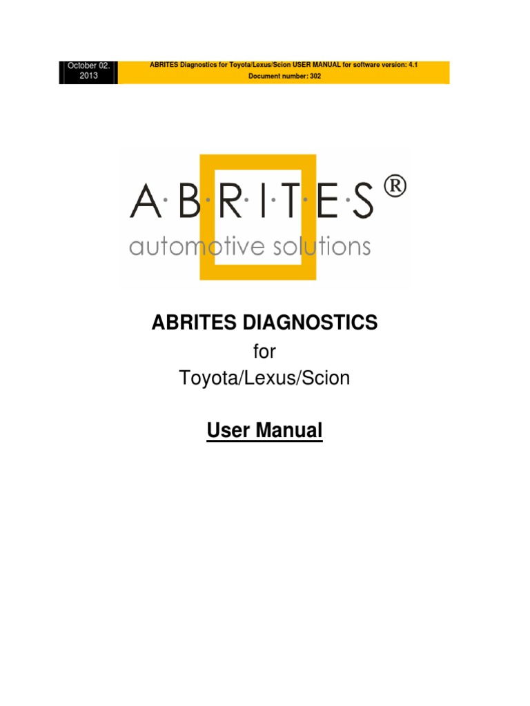 ABRITES User Manual for Toyota/Lexus | PDF | Toyota | Key (Cryptography)