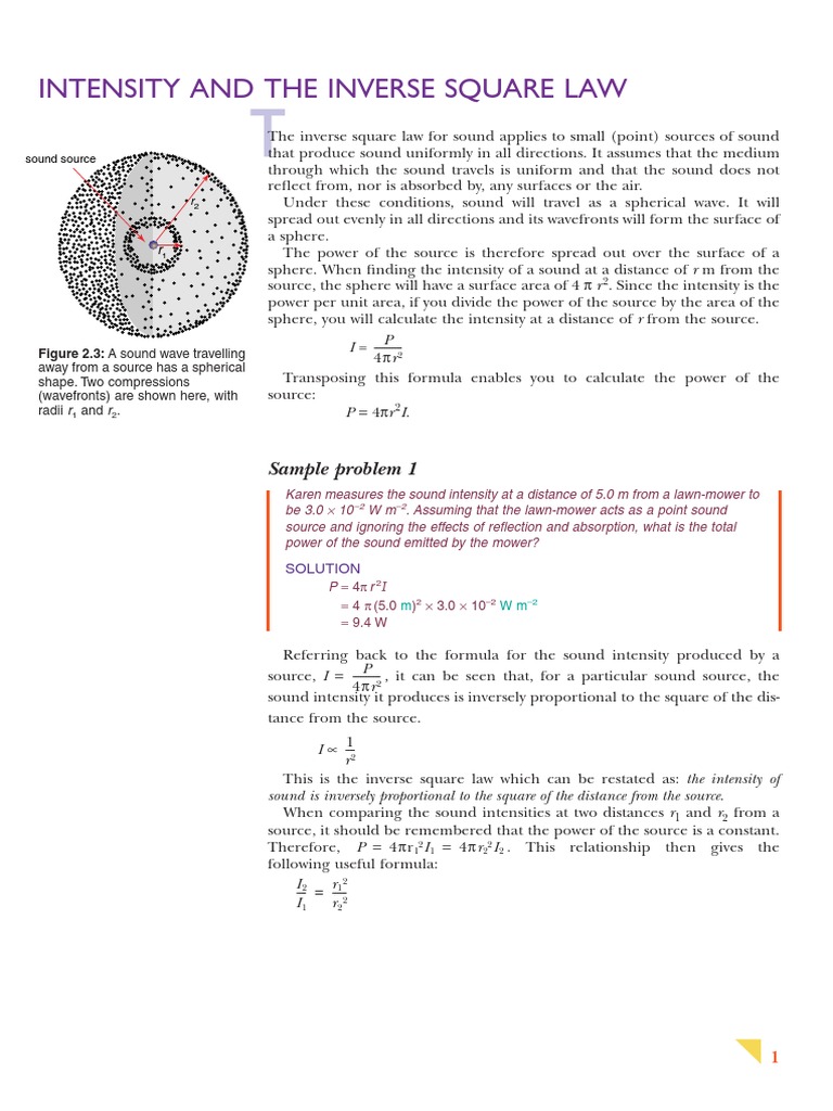 Inverse Square Law For Sound Pdf Intensity Physics Sphere