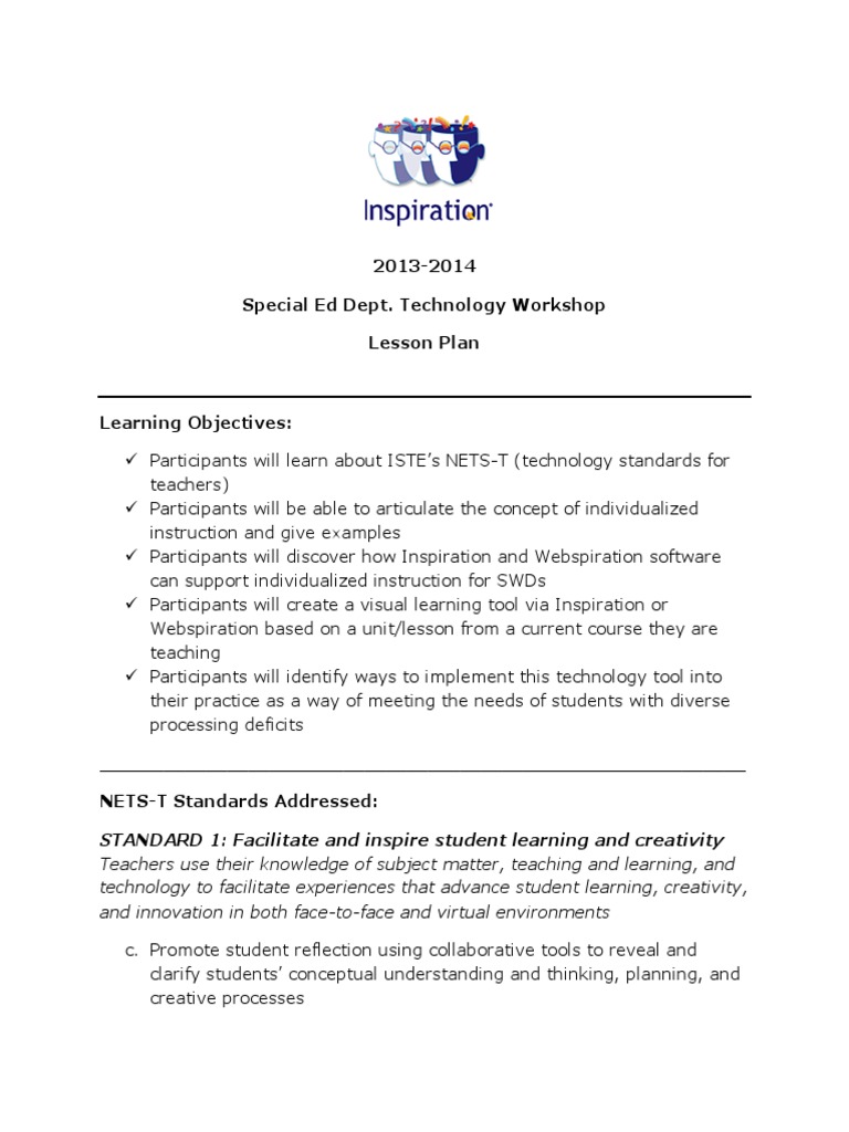 Technology Workshop Lesson Plan | PDF | Lesson Plan | Learning
