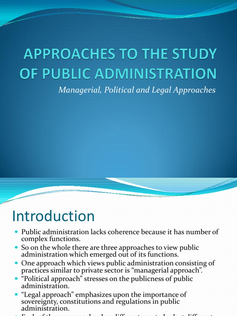 Approaches To The Study of Public Administration | PDF | Public ...