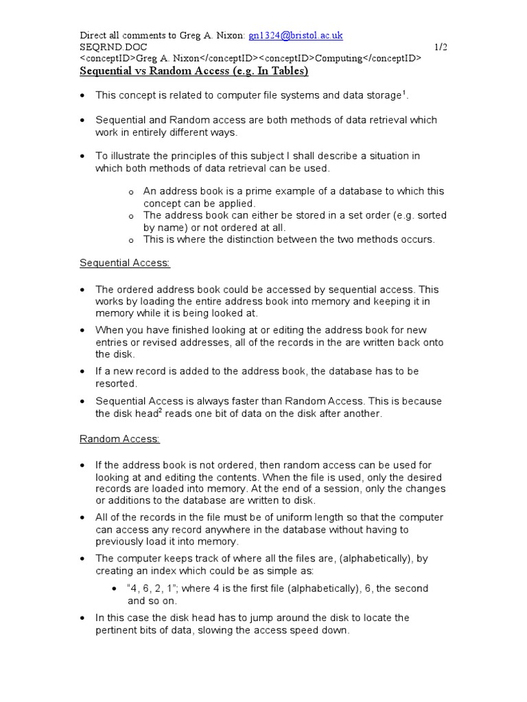 Sequential Versus Random Access | PDF | Disk Storage | Computer Data ...