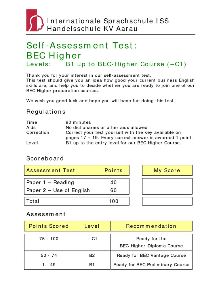BEC Higher Self-Assessment Test | PDF | Value Added Tax | Airlines