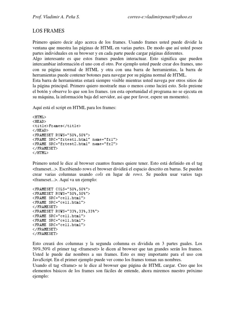 Los Frames | PDF | Script Java | HTML