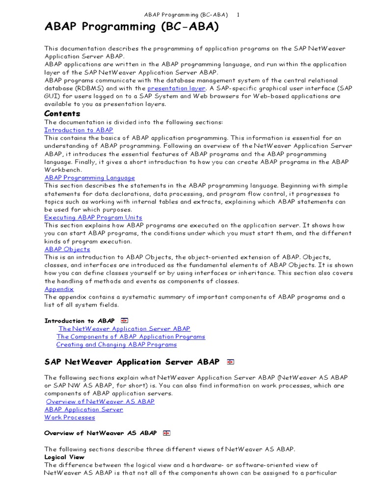 Abap Programming Bc Aba Pdf Subroutine Input Output