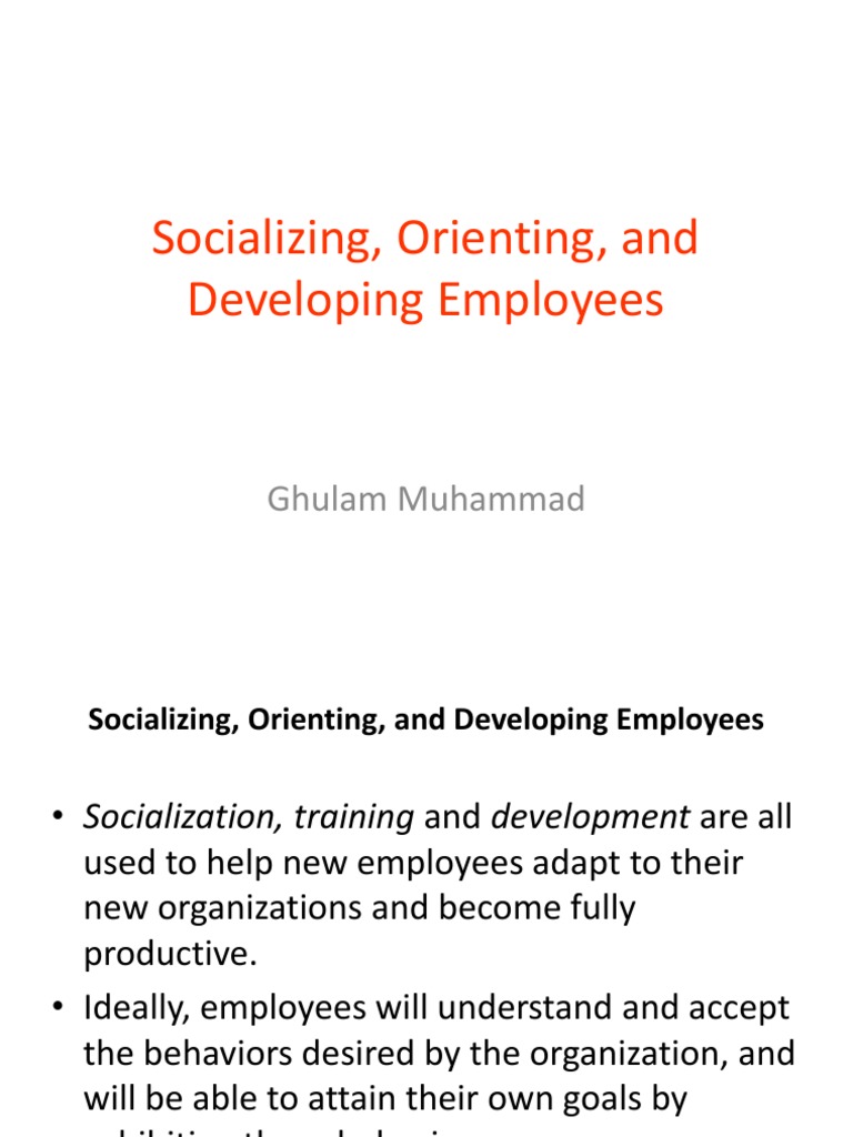 Socializing, Orienting, and Developing Employees - PPTX Chp8 | PDF ...
