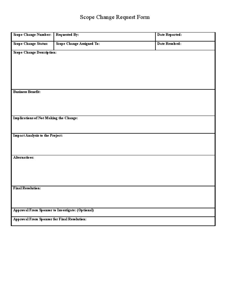 Scope Change Request Form | PDF