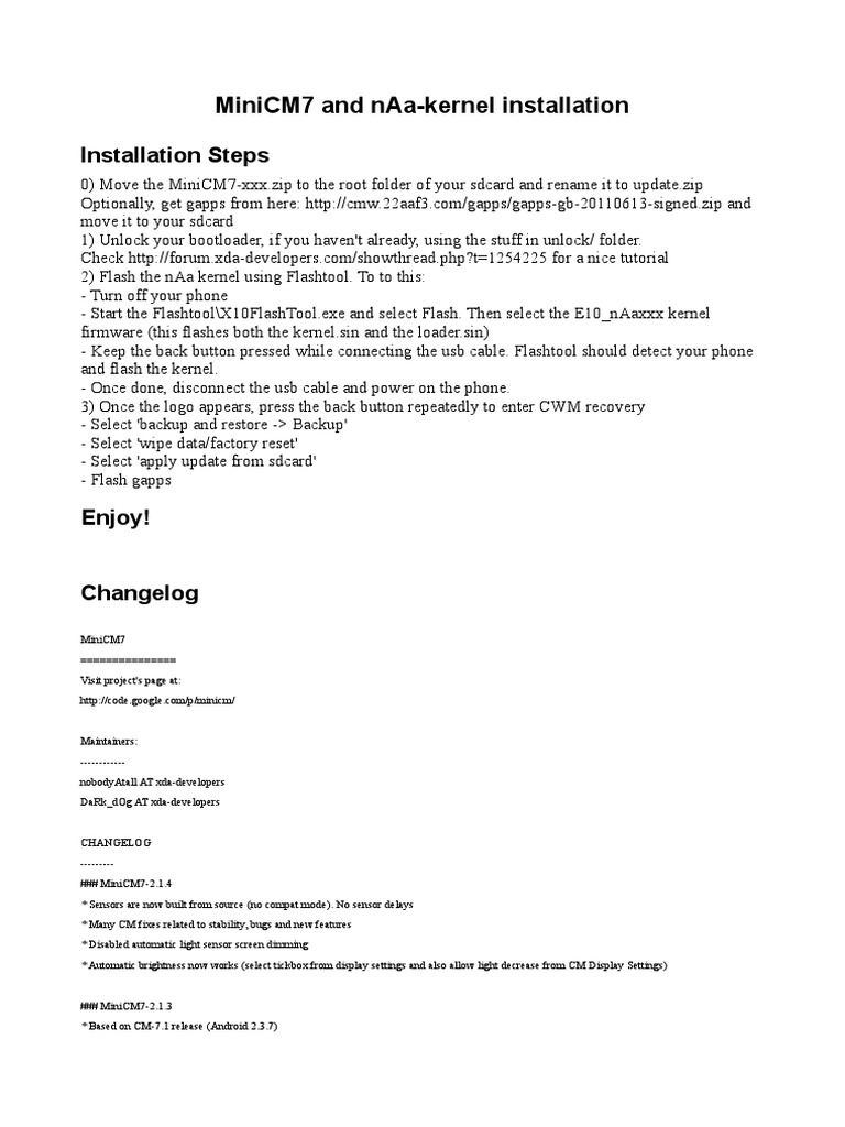 MiniCM7 & nAa-Kernel Install Guide | PDF | Areas Of Computer Science ...