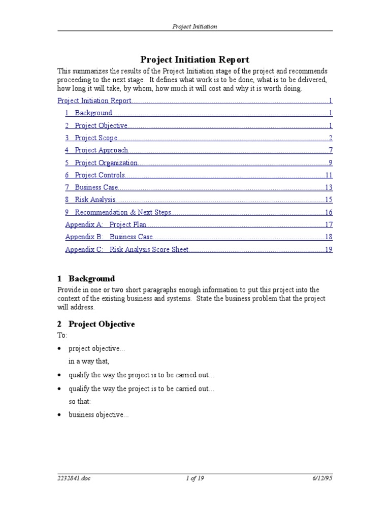Project Initiation Report | PDF | Receipt | Project Management