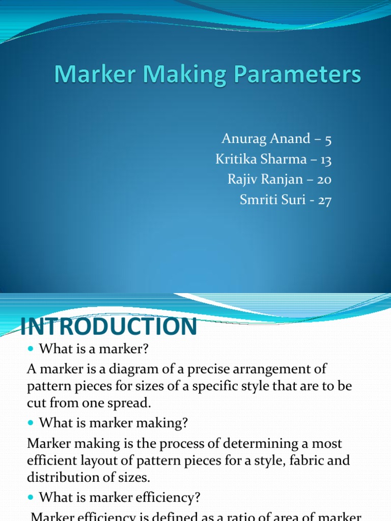 Marker Making Parameters | PDF | Clothing | Textiles