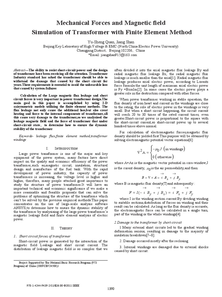 Mechanical Forces and Magnetic Field Simulation of Transformer With Finite Element Method | PDF ...