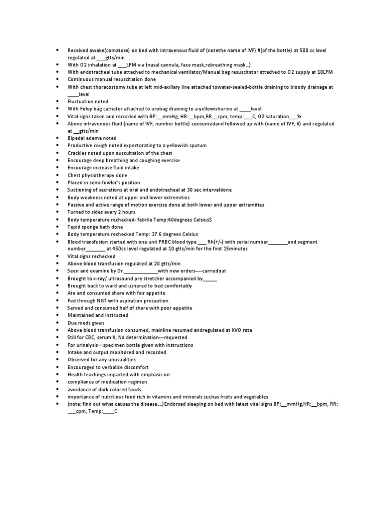 Nurses Notes1 | PDF | Intravenous Therapy | Thorax