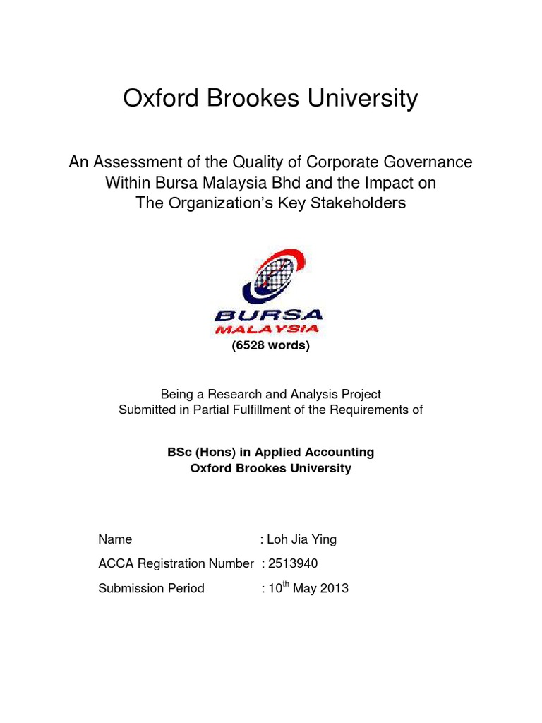 OBU Research & Analysis Project | PDF | Board Of Directors | Corporate ...